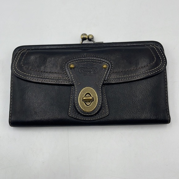 Coach | Bags | Coach Gigi Black Leather 65th Anniversary Kisslock ...